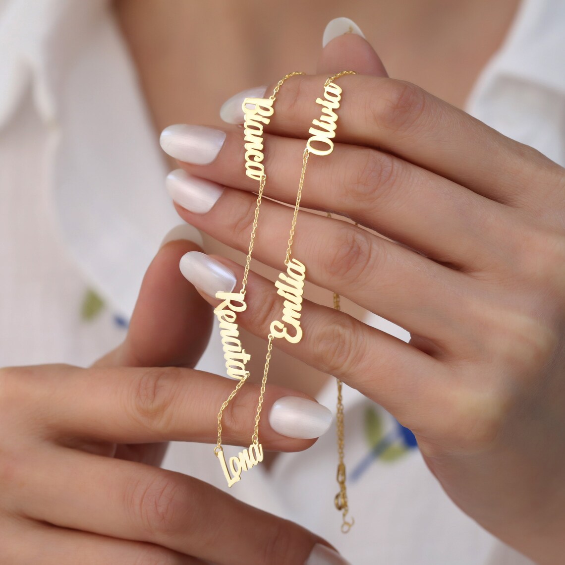 Five Name Necklace , 5 Name Necklace ,personalized Necklace, Gold ...