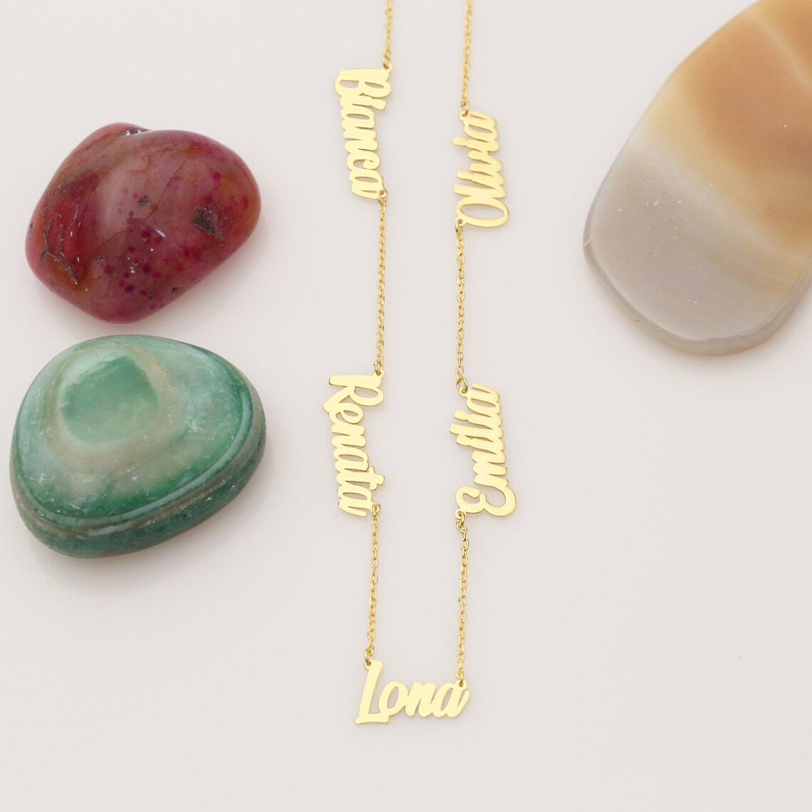 Five Name Necklace , 5 Name Necklace ,personalized Necklace, Gold ...