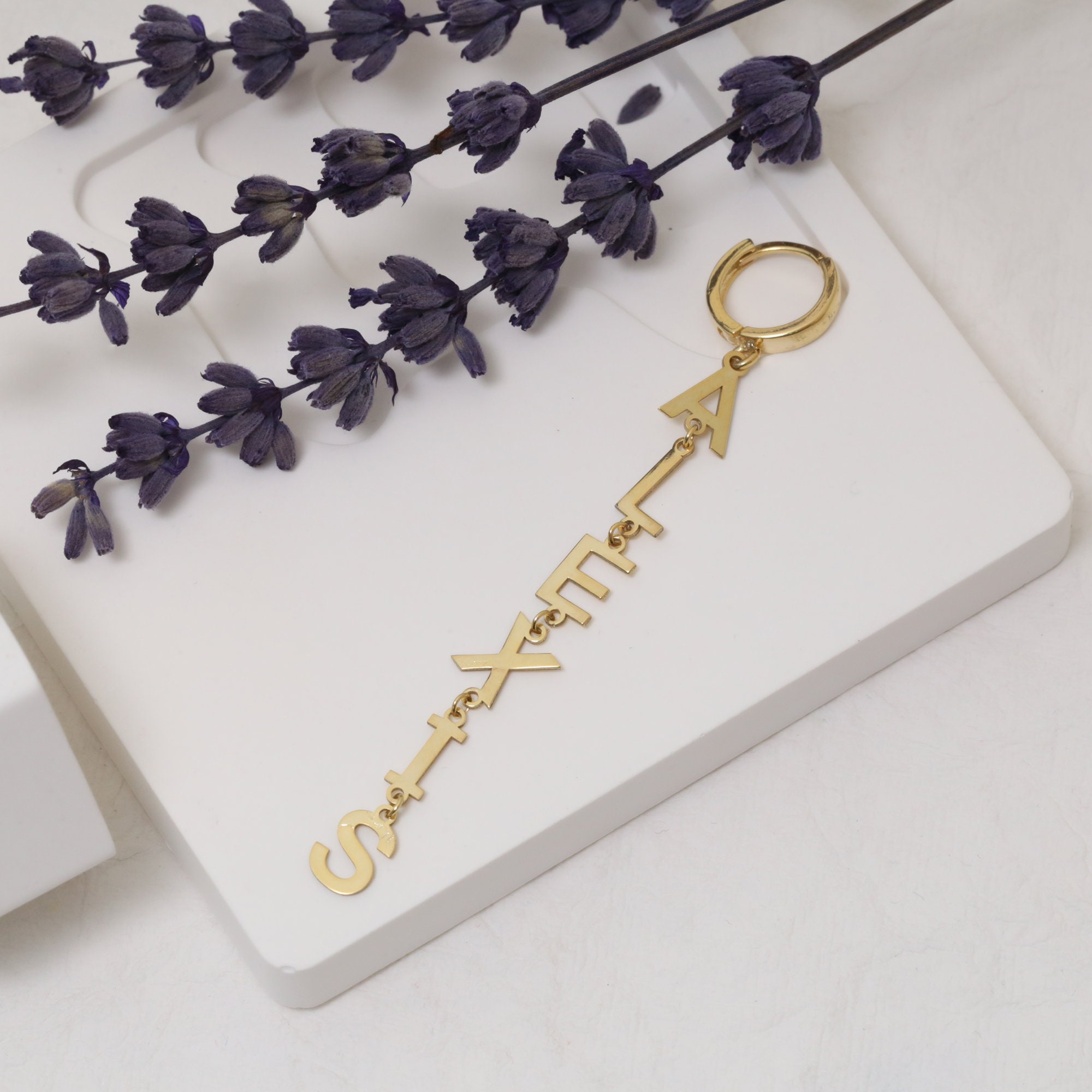 Custom Name Earrings , Gold Name Earrings , Personalized Year Earrings ...