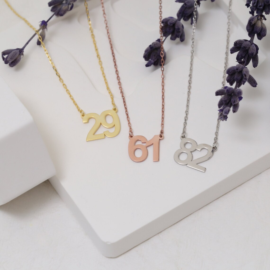Dainty Number Necklace, Custom Gold Necklace, Year Necklace , Aria ...