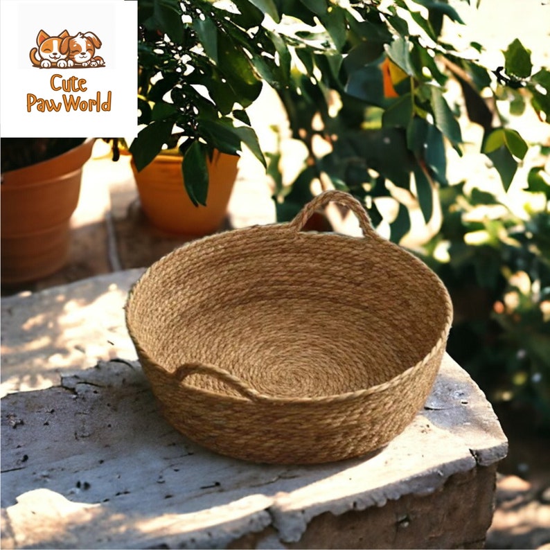 Deluxe Woven Cat Basket Rattan Cat Bed Cute Dog Bed Cat Gift Handmade ...