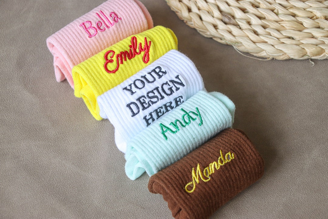 Customized Embroidered Socks With Your Name, Text, and Logo ...