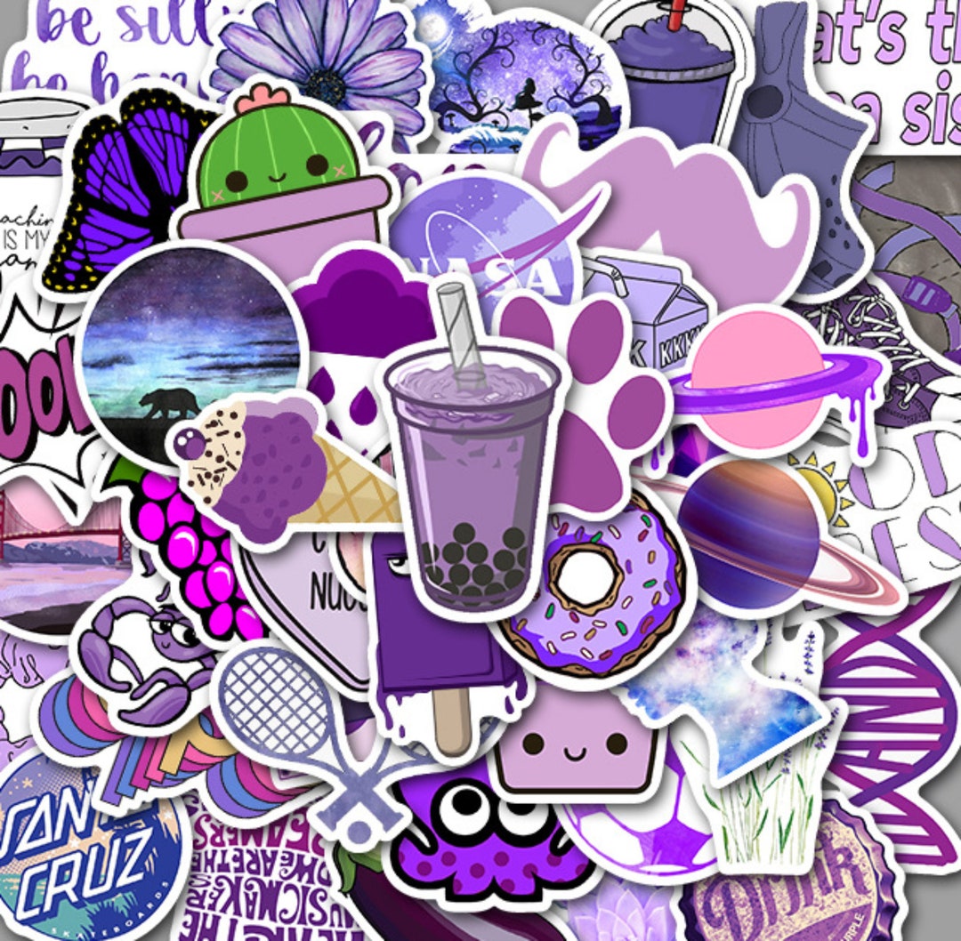 25/50 Purple Cartoon VSCO Stickers BFF Stickers Waterproof Reusable ...