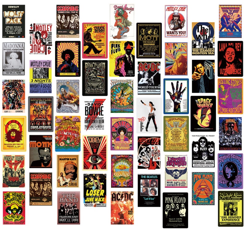 25/50 Classic Rock Music Graffiti Vinyl Stickers Waterproof Reusable ...