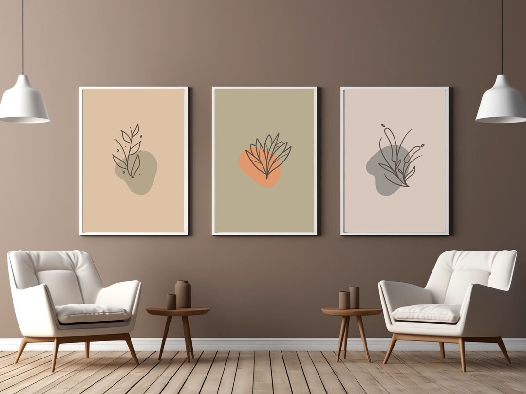 Abstract Floral Line Art Print Set of 3, Minimal Flower Printable Wall ...