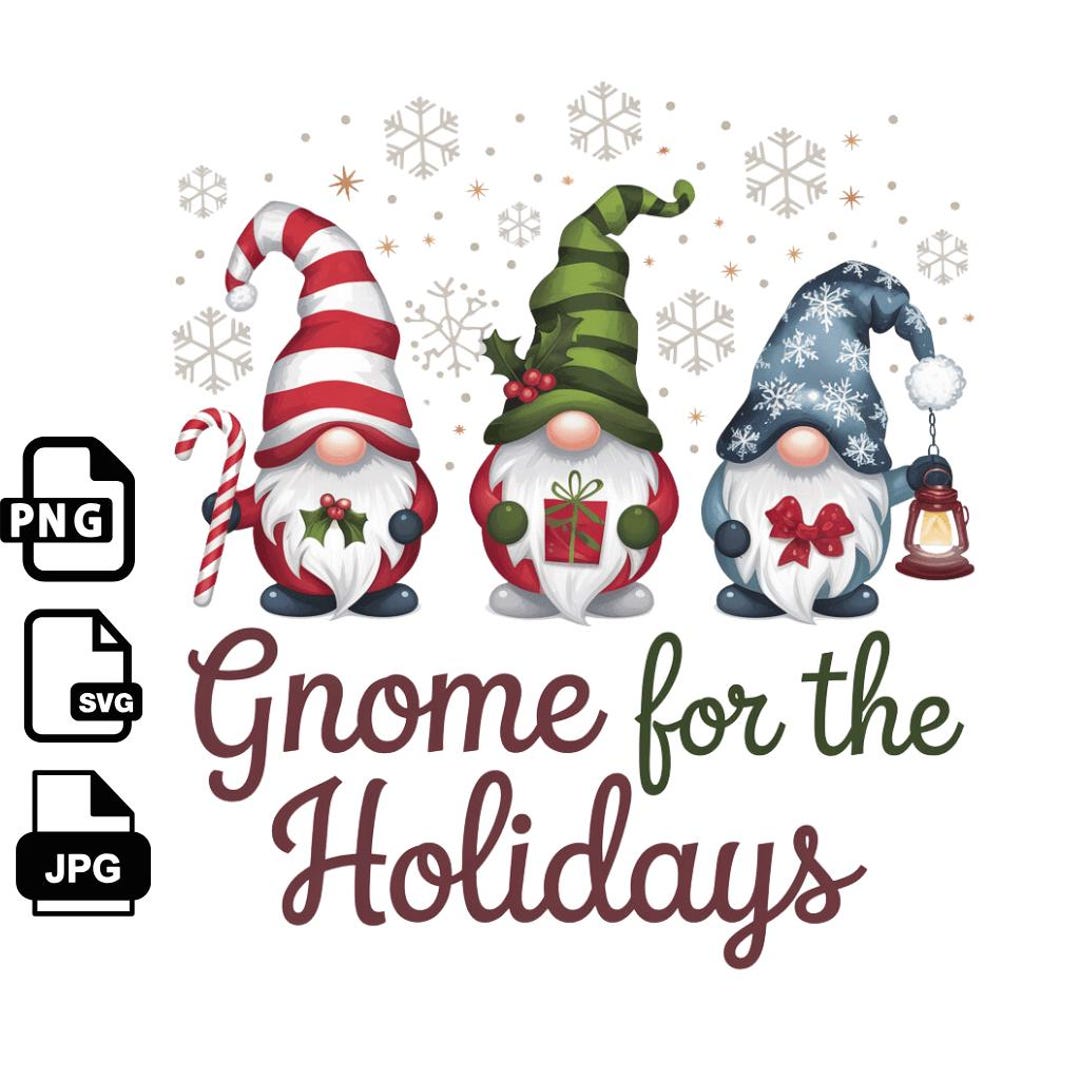 Gnome for the Holidays Christmas PNG SVG, Winter Gnome Clipart PNG ...