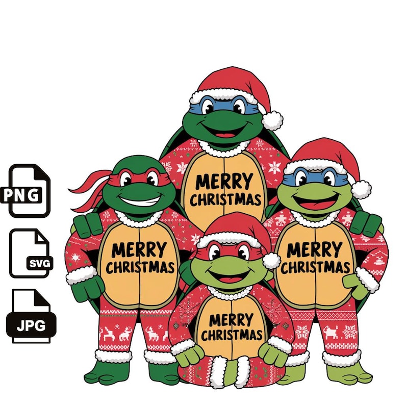 Turtles Christmas PNG, Clipart Turtles PNG, Transparent Background, Ninja Turtle Christmas, Good ...
