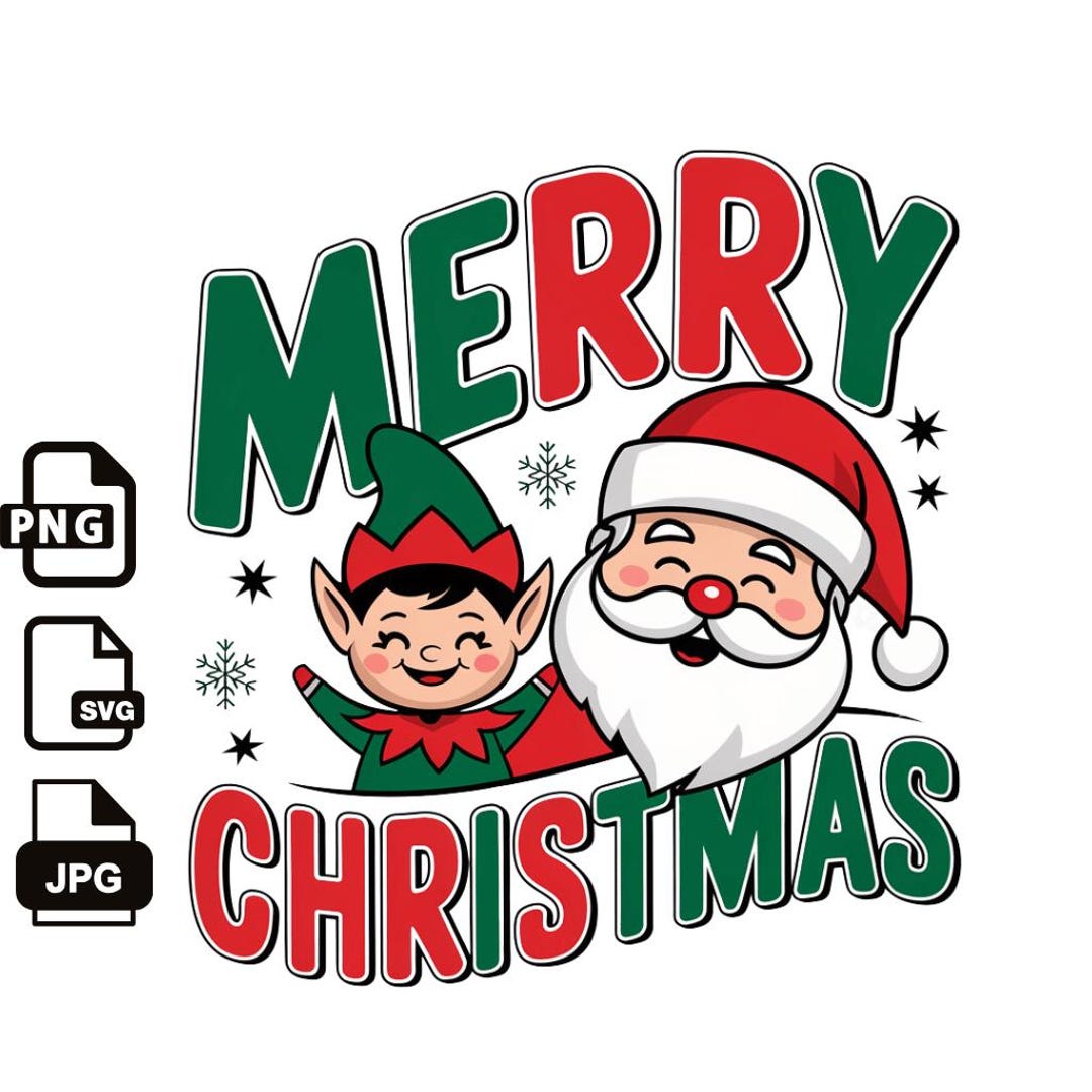 Santa Claus and a Little Elf Clipart, Holiday Elves, Santa Claus Little ...