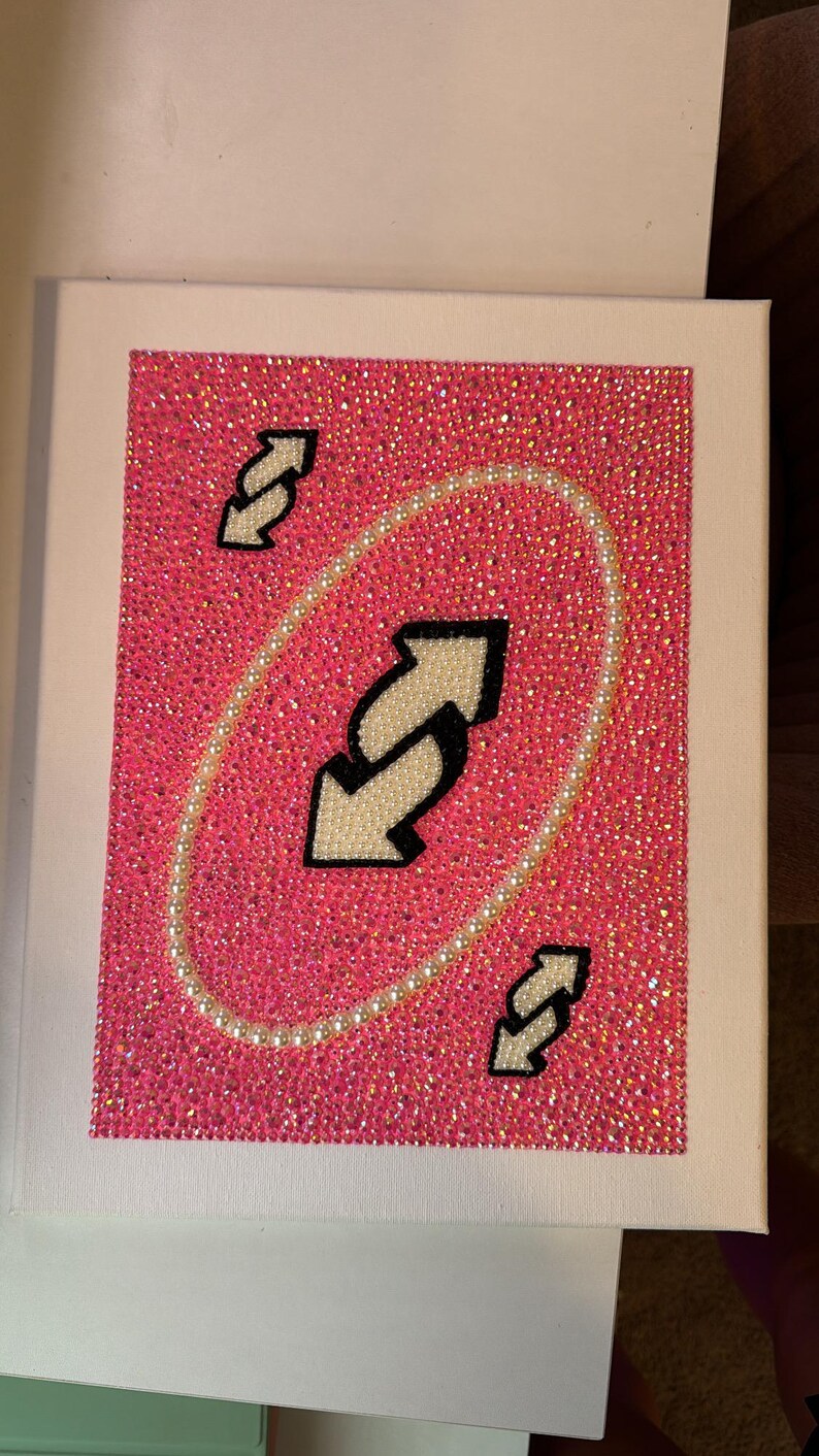 Pink Uno Reverse Rhinestone Artwork - Etsy