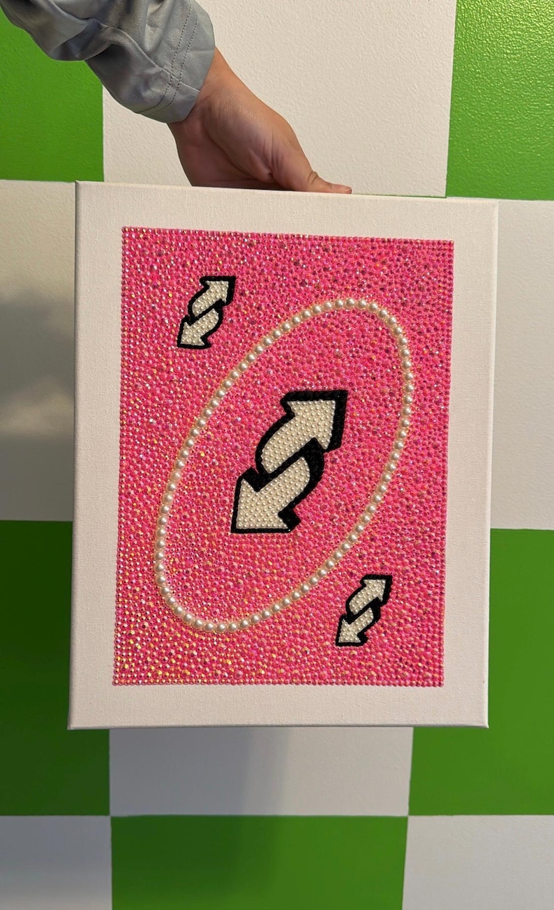 Pink Uno Reverse Rhinestone Artwork - Etsy