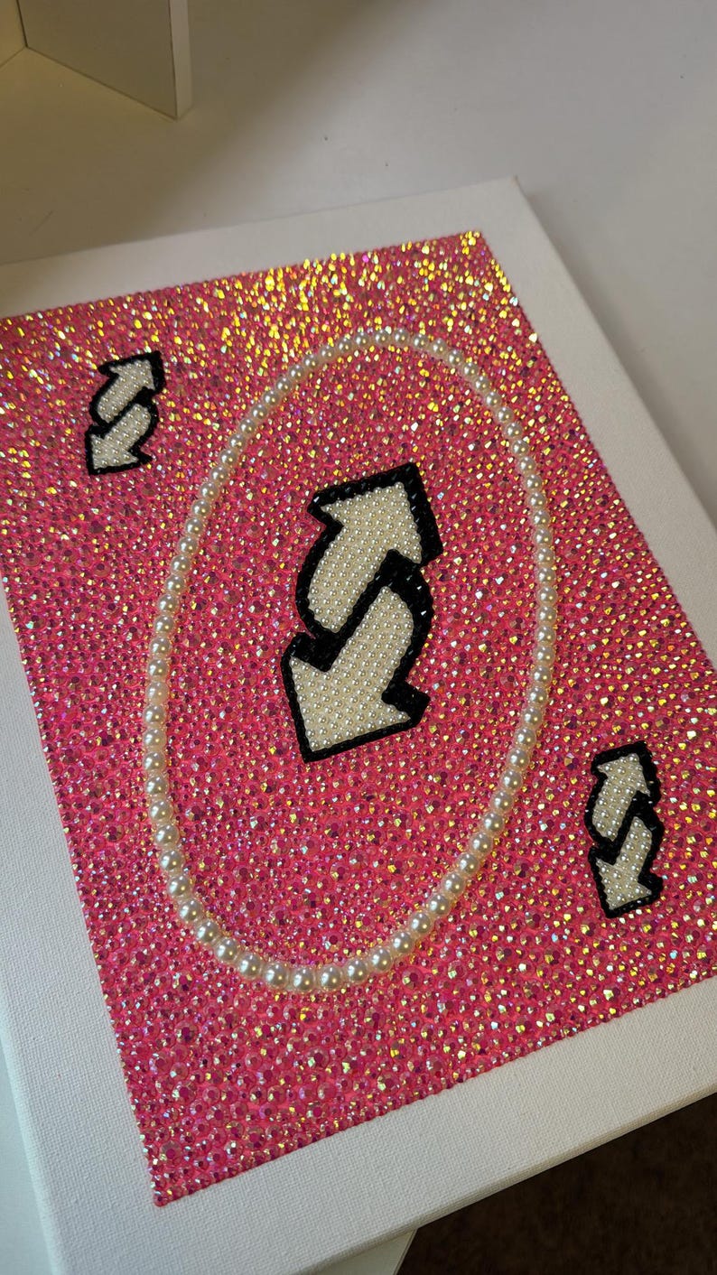 Pink Uno Reverse Rhinestone Artwork - Etsy