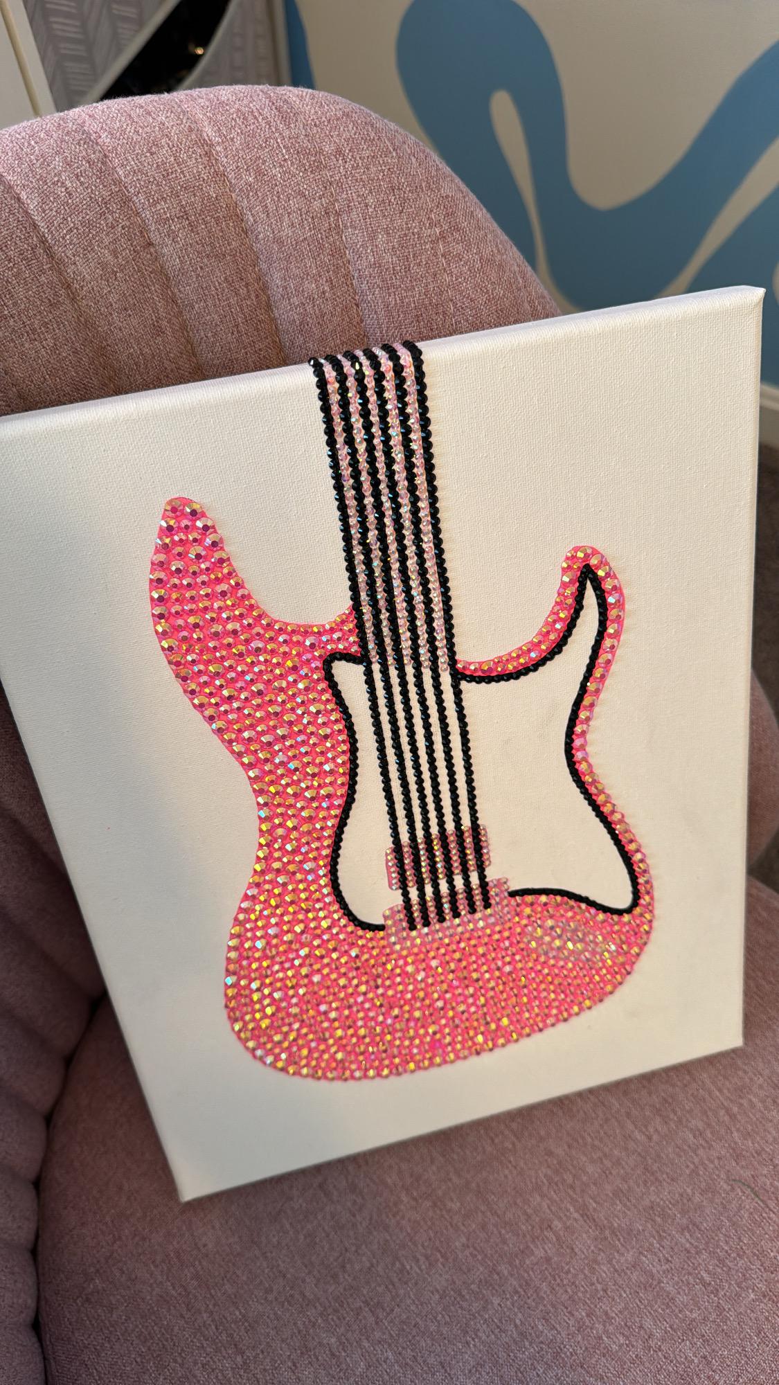 Pink Guitar Rhinestone Artwork - Etsy