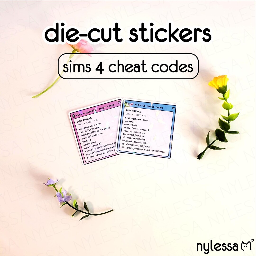 SIMS 4 CHEAT STICKERS | Homemade Sims 4 Waterproof Vinyl Stickers With ...