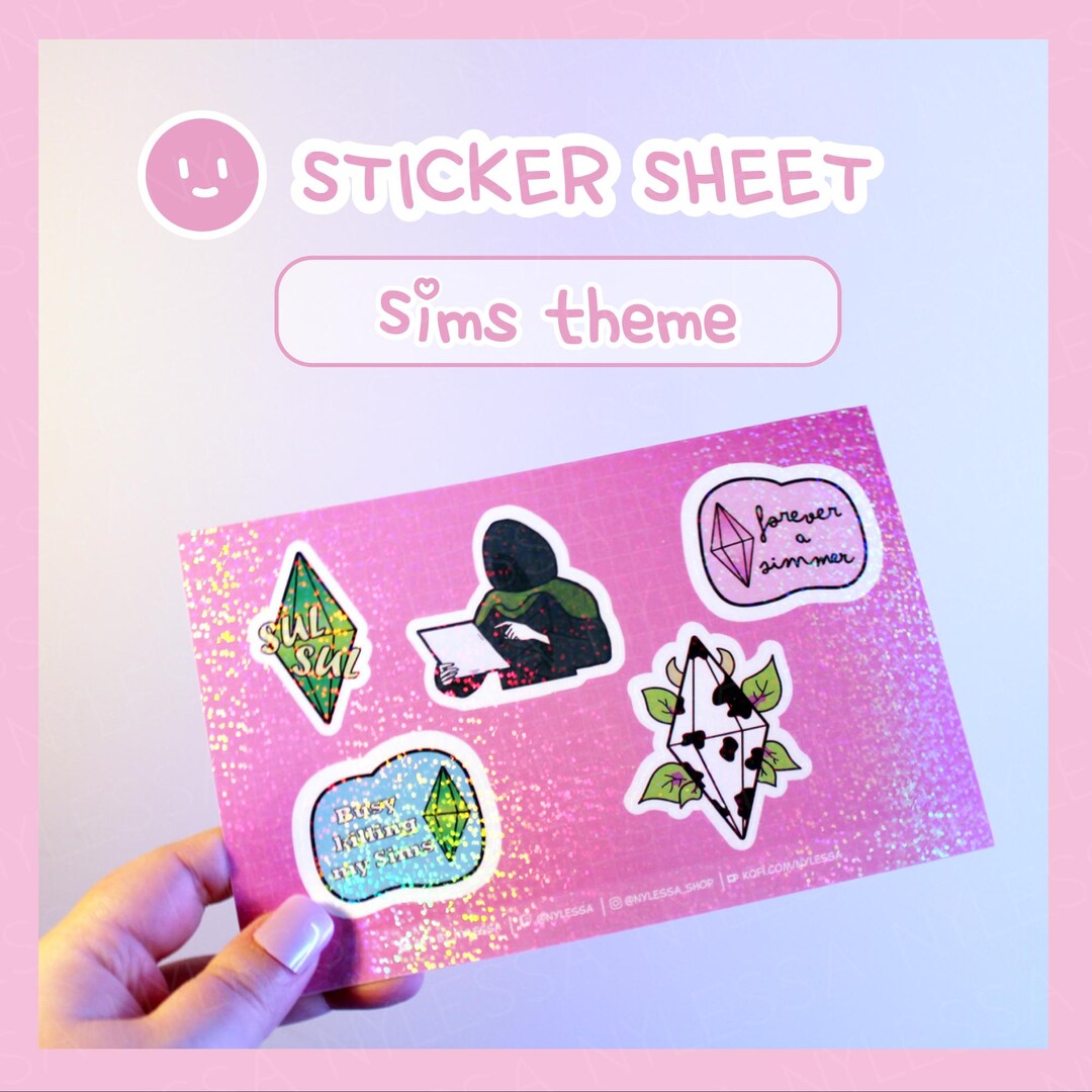 SIMS STICKER SHEET Vinyl Holo Glitter Stickers Waterproof Vinyl ...