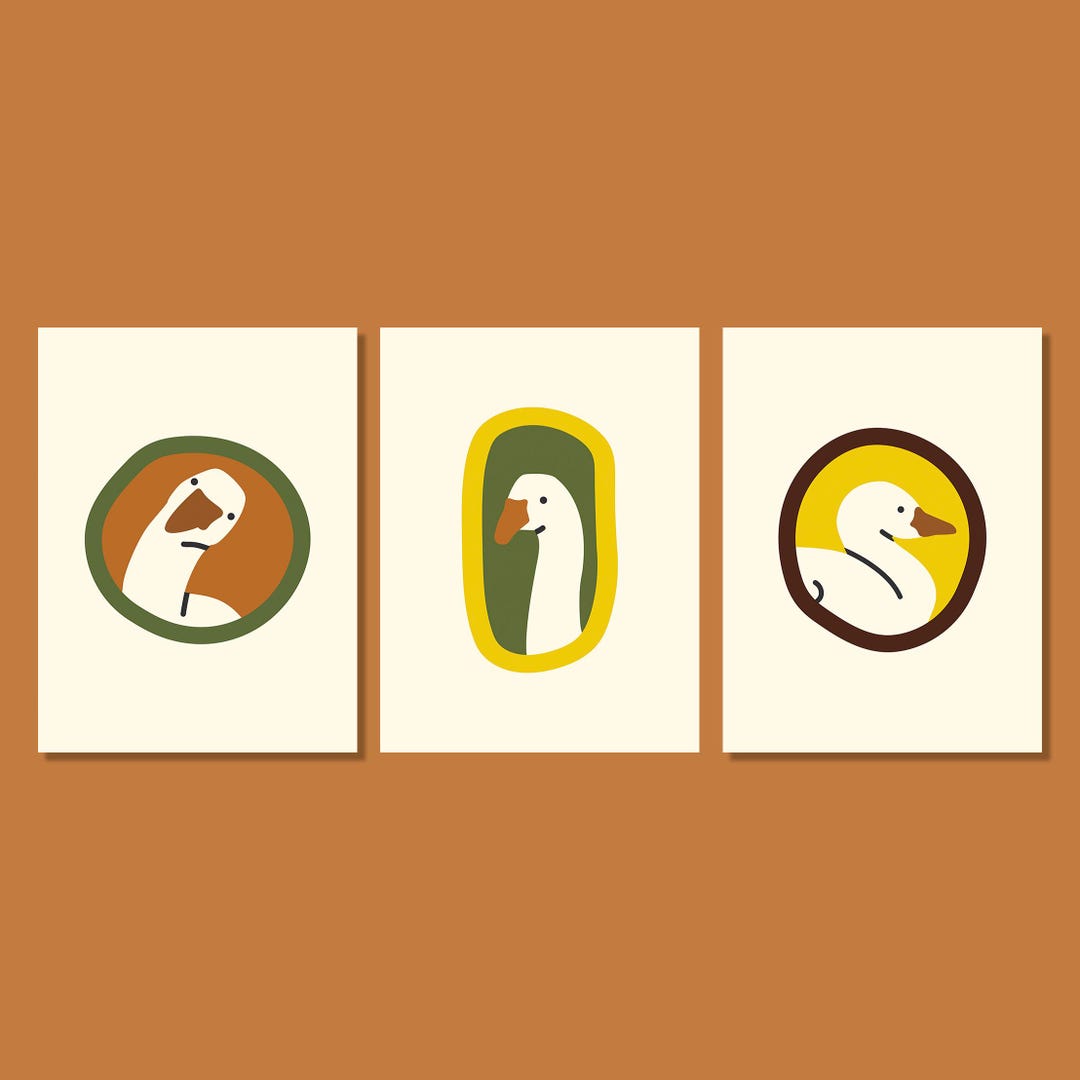 Retro Goose Set of 3 Nursery Prints Whimsical Nursery Decor Above Crib ...