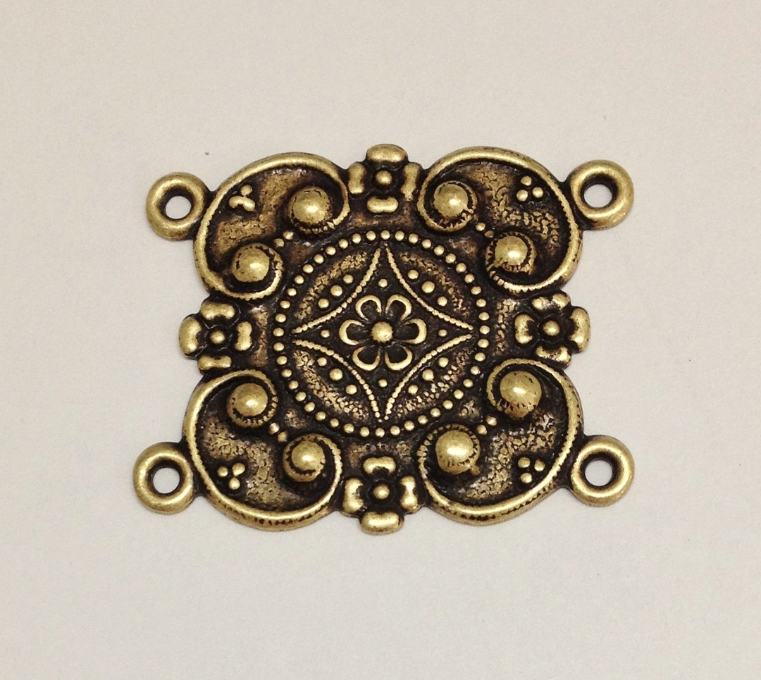 Bracelet Links- 4 Brass Ox (oxidized) Victorian Square Bracelet Links ...