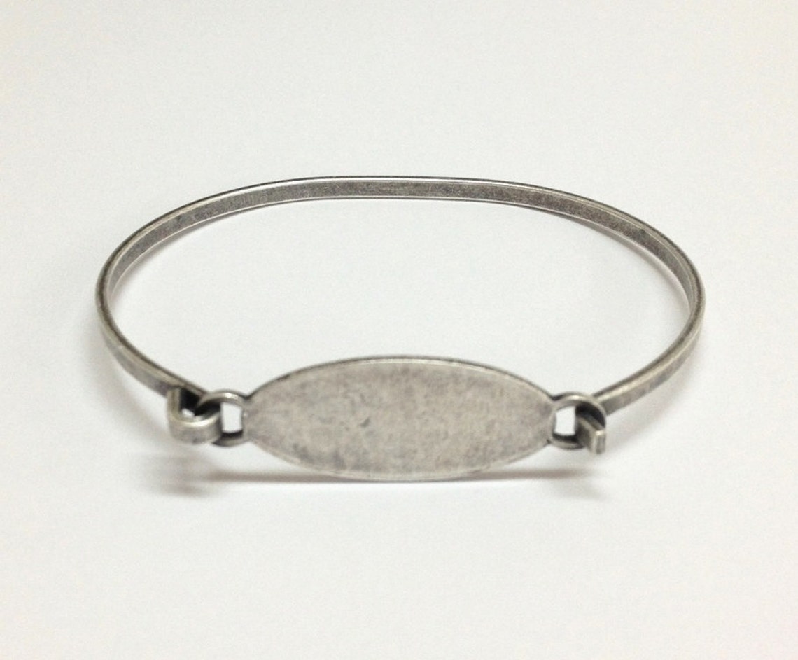 Bangle Bracelet Blank - MED-LARGE Silver Ox OVAL Hinge Top Stampable ...