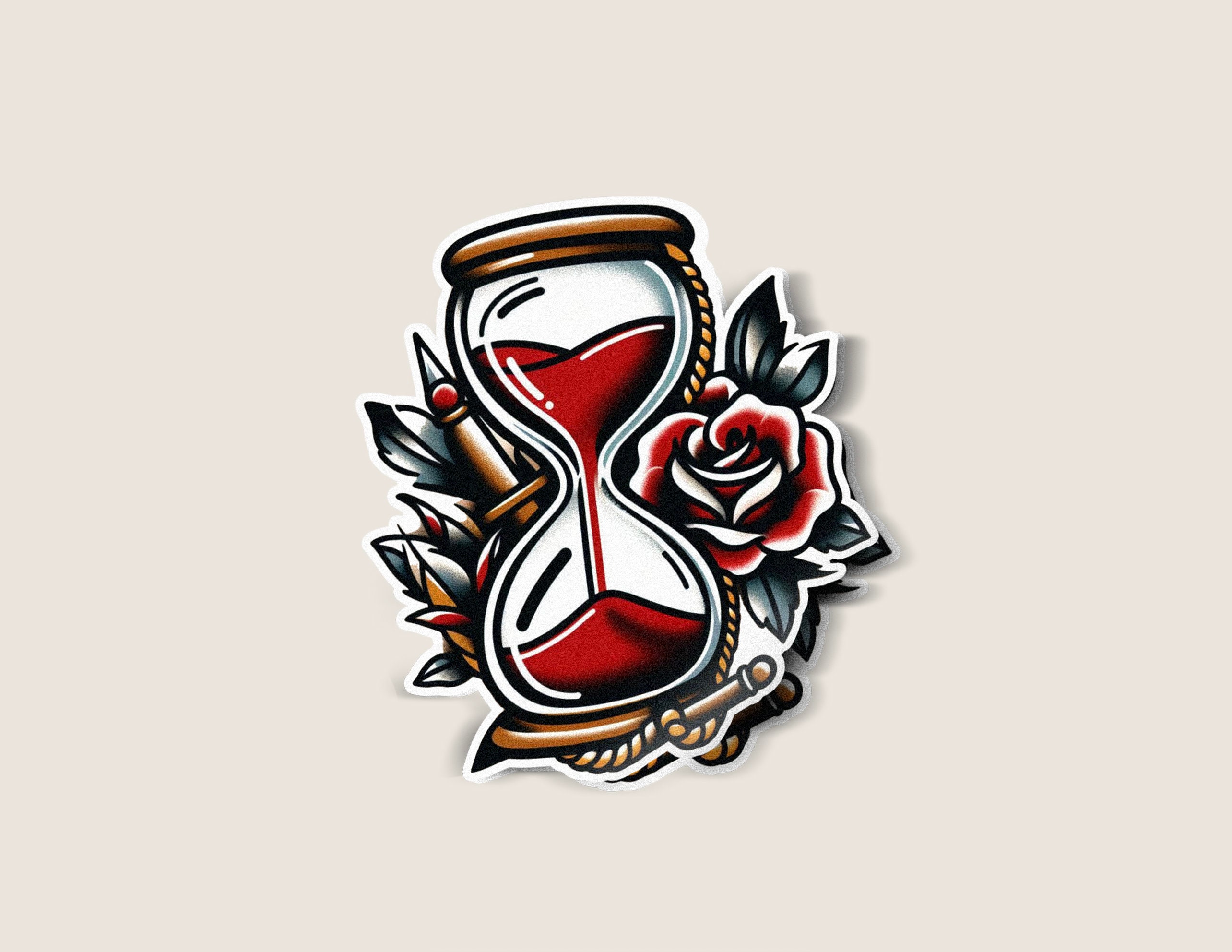 Hourglass Traditional Tattoo Art Waterproof Glossy Stickers Vintage ...