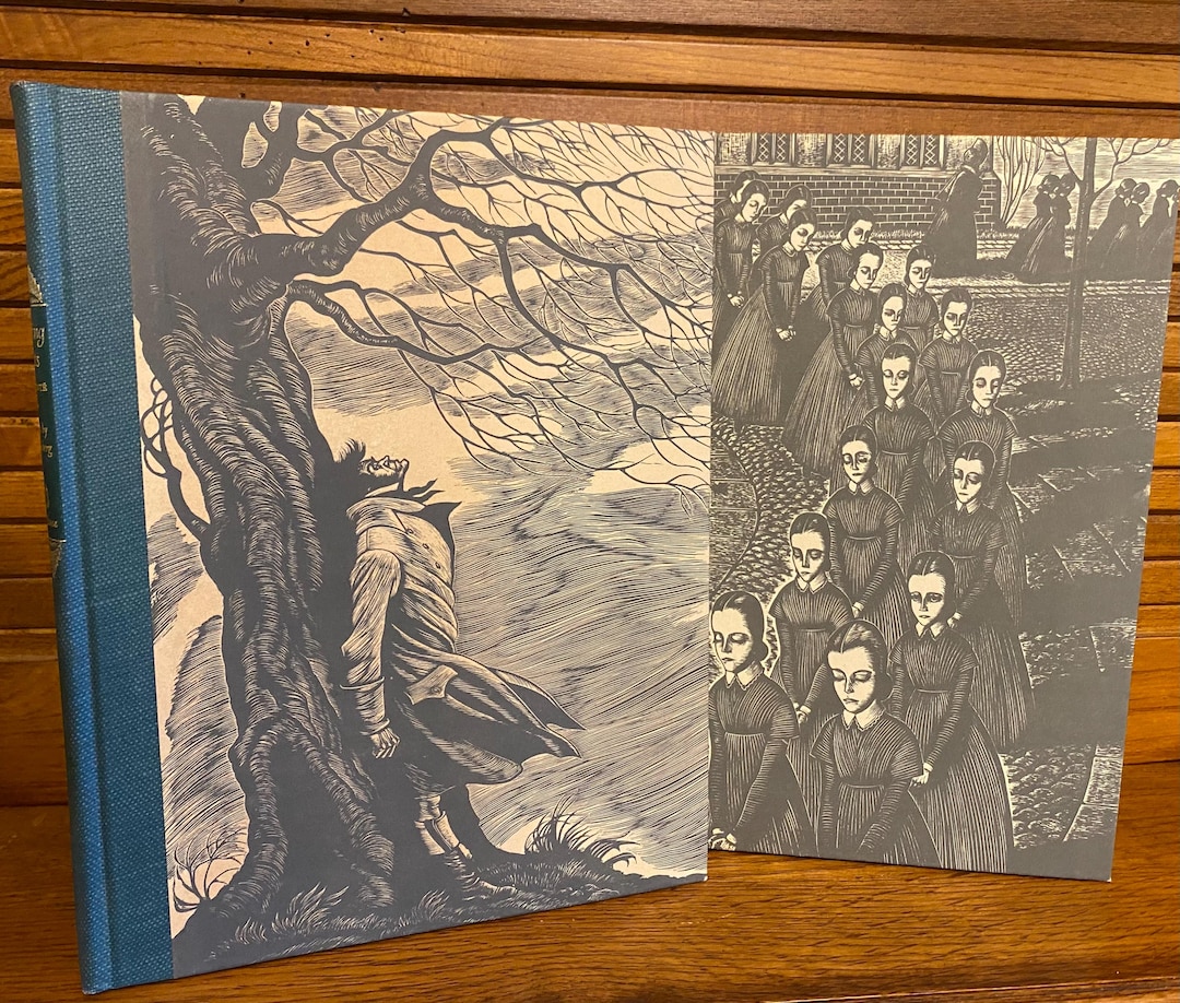 BRONTE SISTERS Jane Eyre and Wuthering Heights 1940's Book Set Wood ...