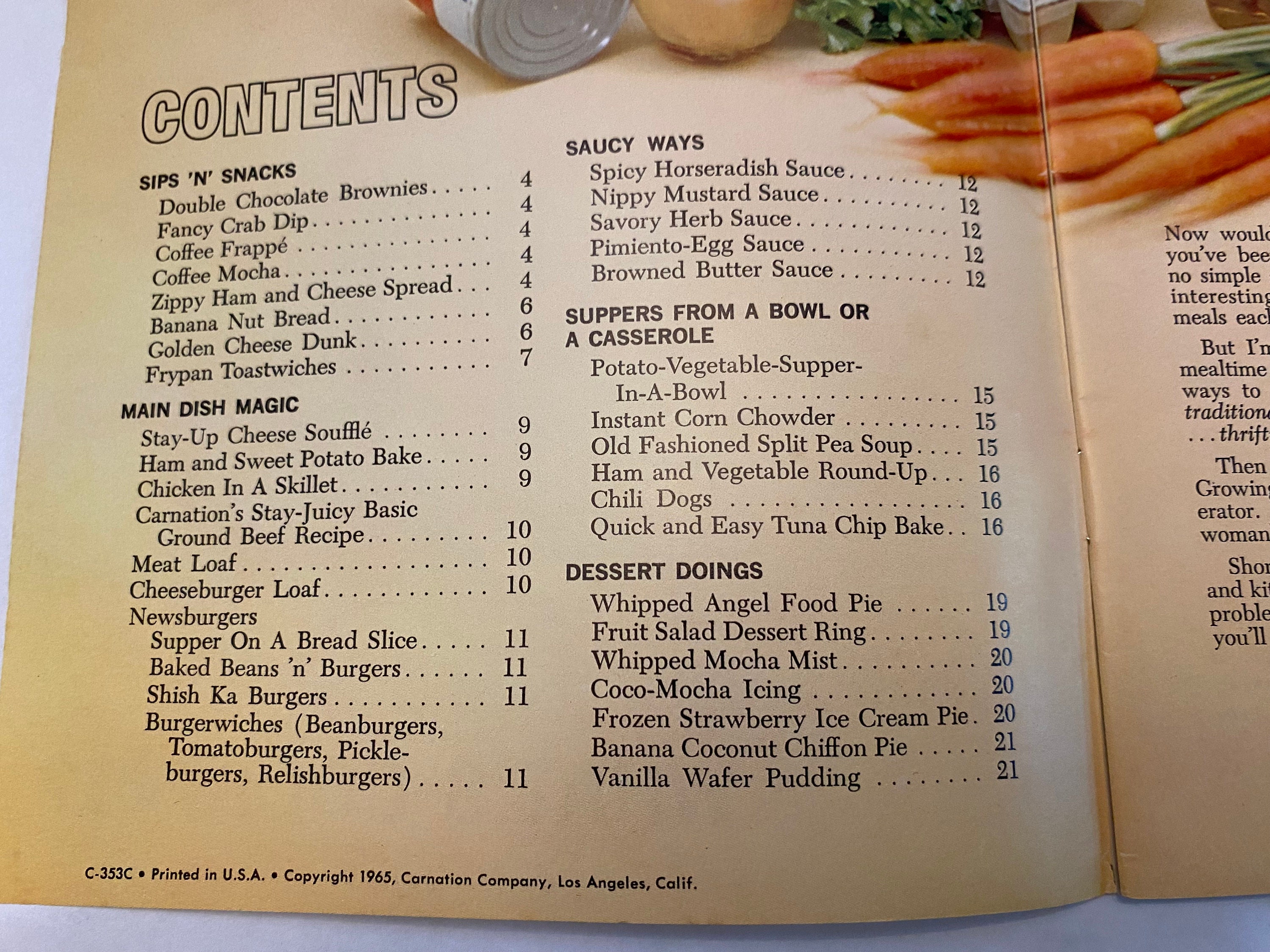 1960s Carnation 38 Answers to What’s Cooking? Vintage Cookbook Recipe ...
