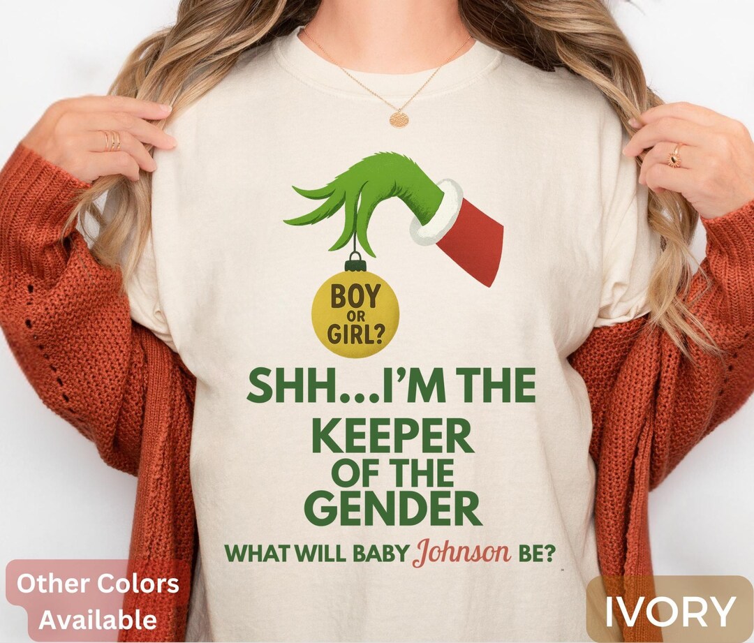 Personalized Grinch Keeper of the Gender Shirt Christmas Gender Reveal ...