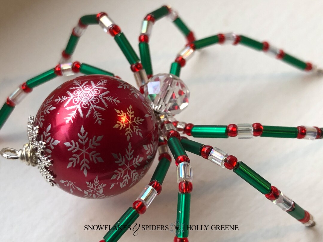 Red Green and Silver Snowflakes Christmas Spider Holiday Tree - Etsy