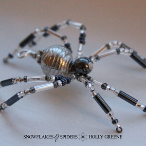 Rugged Metallic Silver Black and Grey Beaded Christmas Spiders Family ...