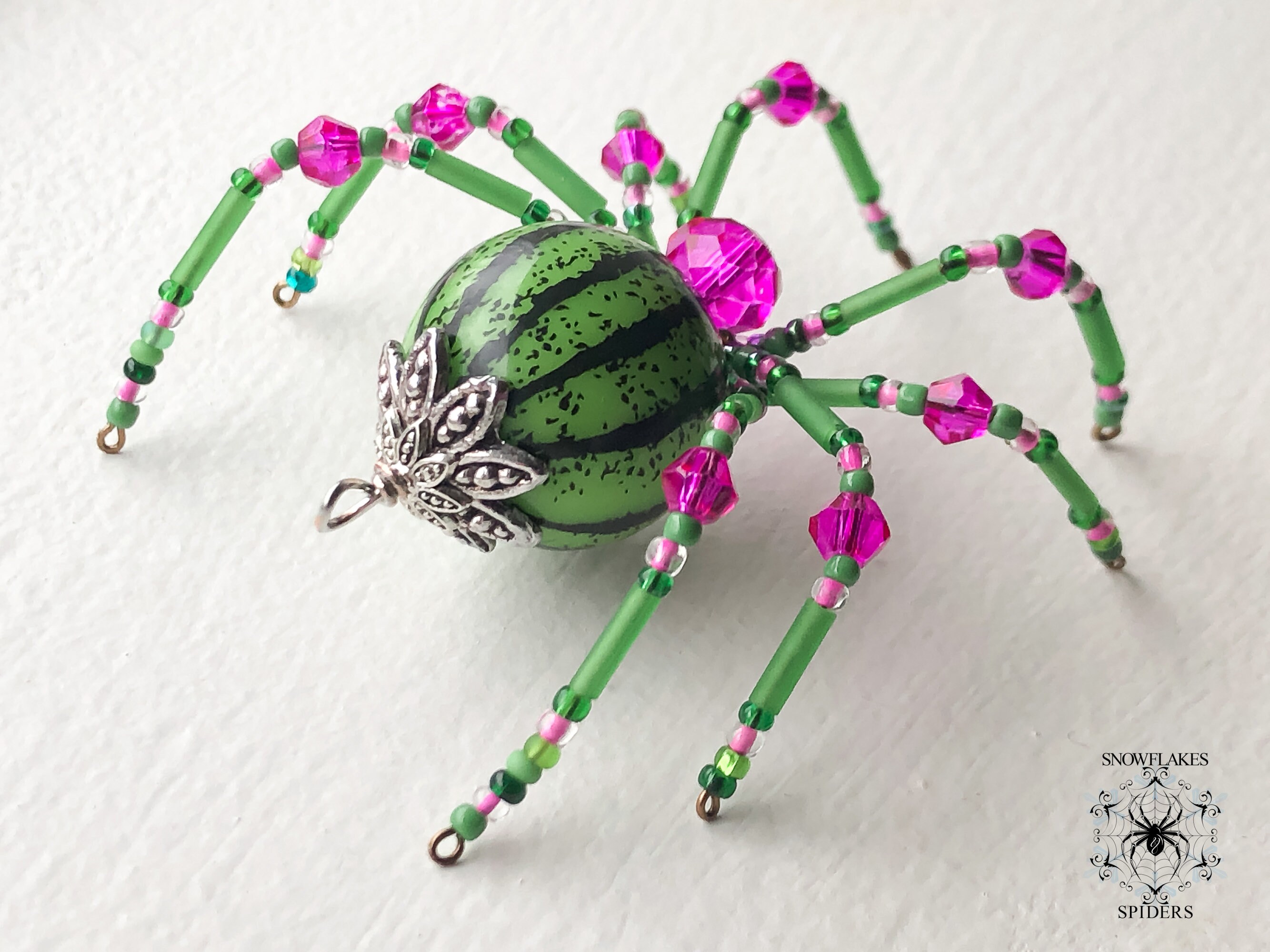 Summertime Pink and Green Watermelon Fruit Christmas Spider Holiday ...