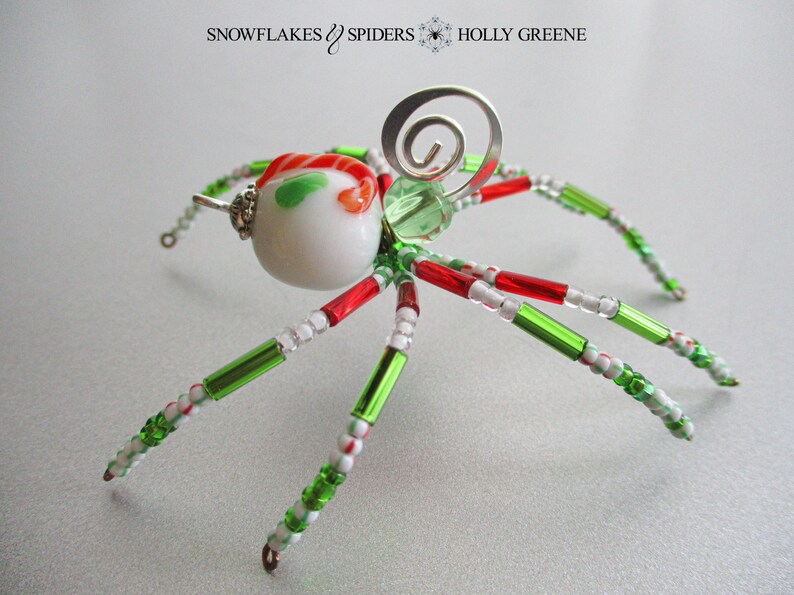 Red & Green Swirl Peppermint Candy Cane Christmas Spider Holiday Tree ...
