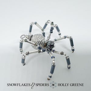 Rugged Metallic Silver Black and Grey Beaded Christmas Spiders Family ...