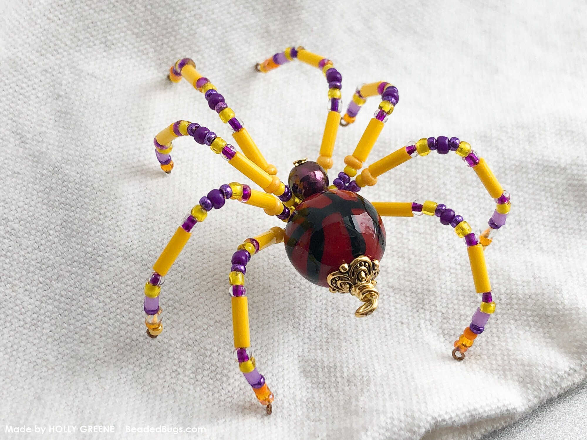 Red and Black Glass Basketball Spider Yellow and Purple | Etsy