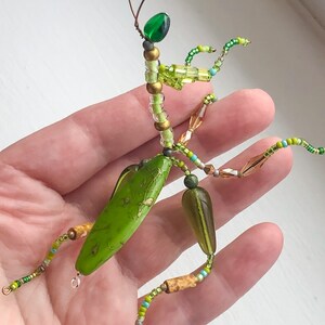 Green and Gold Praying Mantis Beaded Decor Brings Good Luck Summer ...