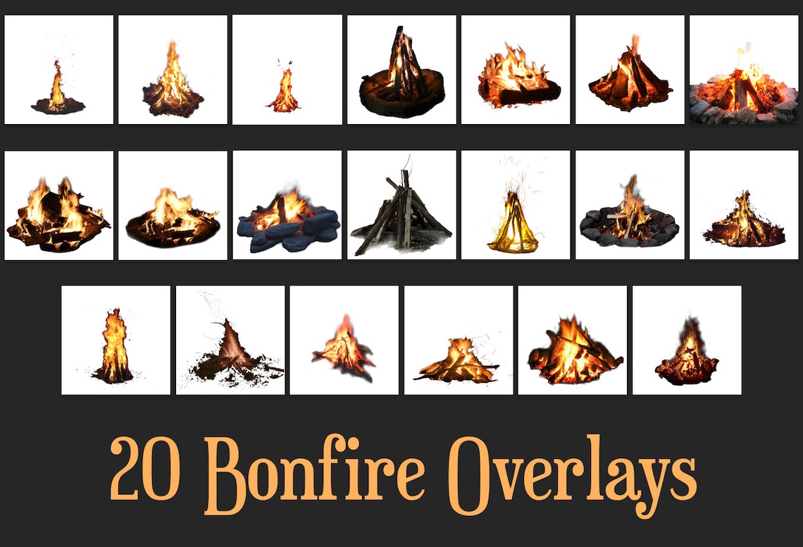 20 Bonfire Overlays PNG Transparent Fire Files for Composites | Etsy