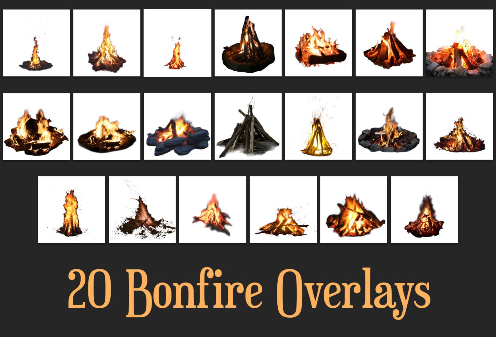 20 Bonfire Overlays PNG Transparent Fire Files for Composites | Etsy