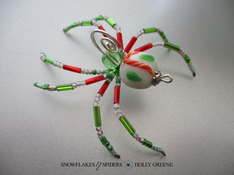 Red & Green Swirl Peppermint Candy Cane Christmas Spider Holiday Tree ...
