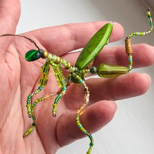 Green and Gold Praying Mantis Beaded Decor Brings Good Luck Summer ...