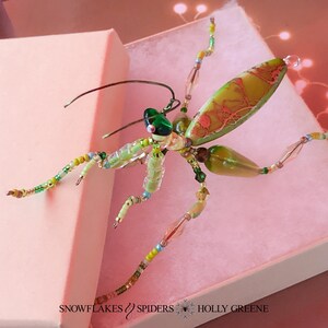 Green and Gold Praying Mantis Beaded Decor Brings Good Luck Summer ...