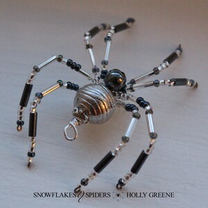 Rugged Metallic Silver Black and Grey Beaded Christmas Spiders Family ...