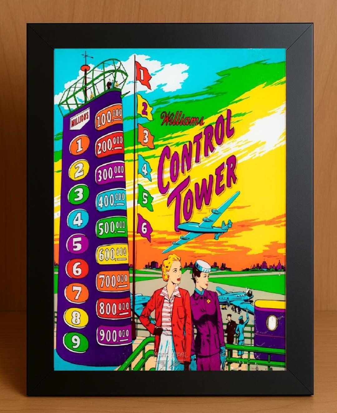 Retro Glow Pinball Art | 8"x 10" Illuminated Framed Print - "control ...