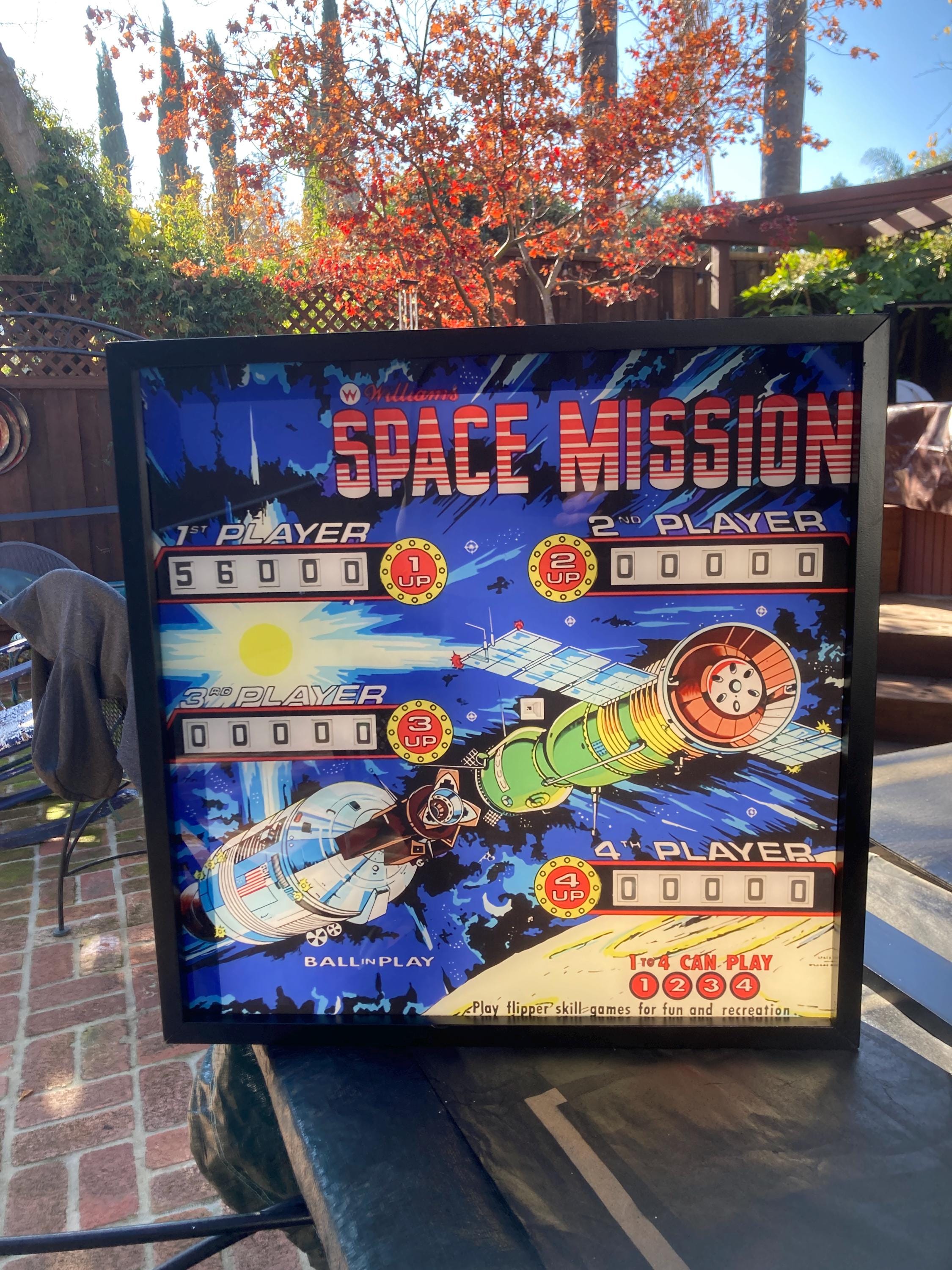 Illuminated Pinball Backglass Art: "space Mission" 1970s Retro Arcade ...