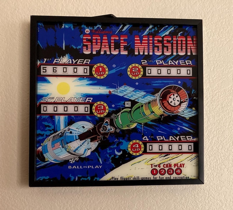 Illuminated Pinball Backglass Art: "space Mission" 1970s Retro Arcade ...
