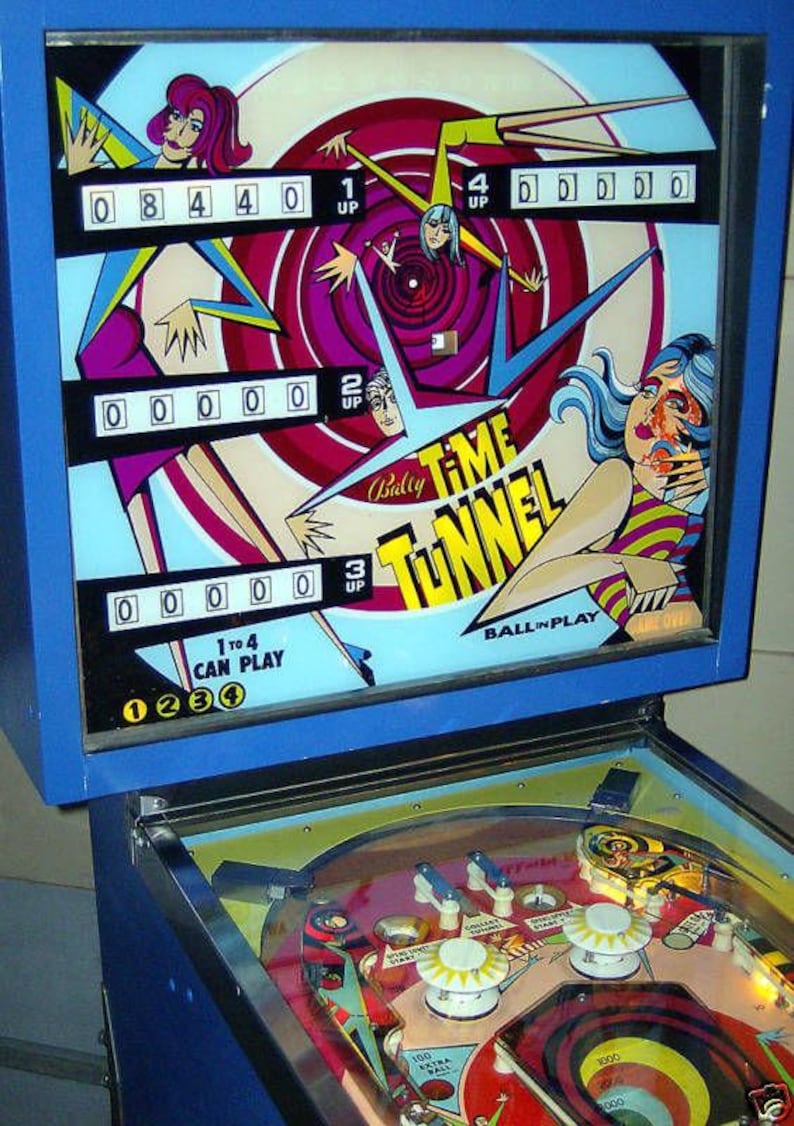 Retro Glow Pinball Art | 8"x 10" Illuminated Framed Print - "time ...