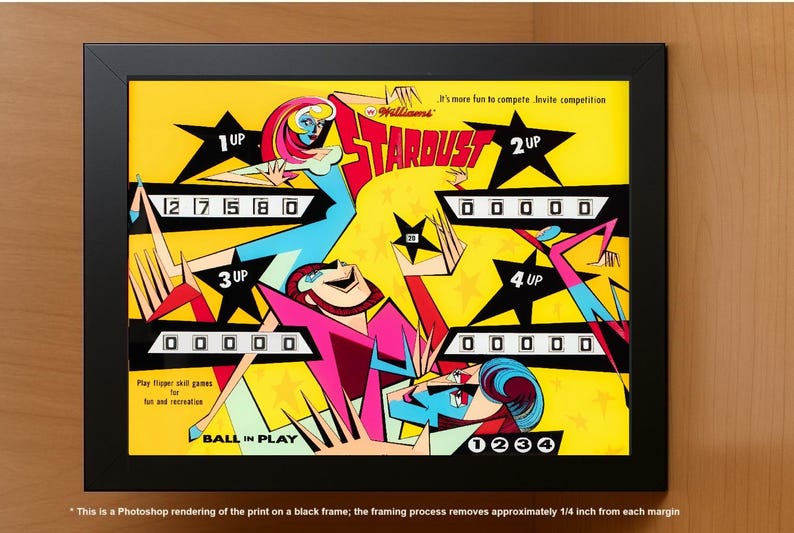 Retro Glow Pinball Art | 8"x 10" Illuminated Framed Print - "stardust ...