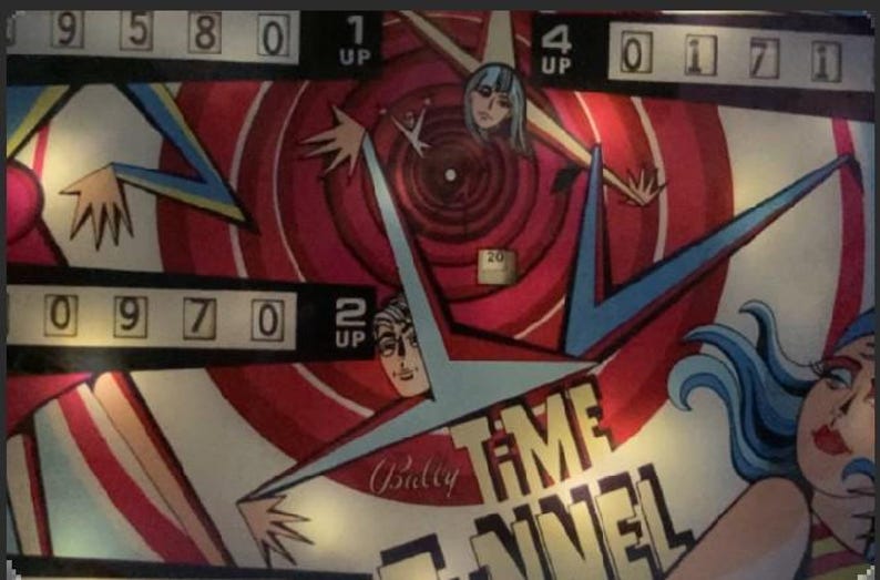 Retro Glow Pinball Art | 8"x 10" Illuminated Framed Print - "time ...