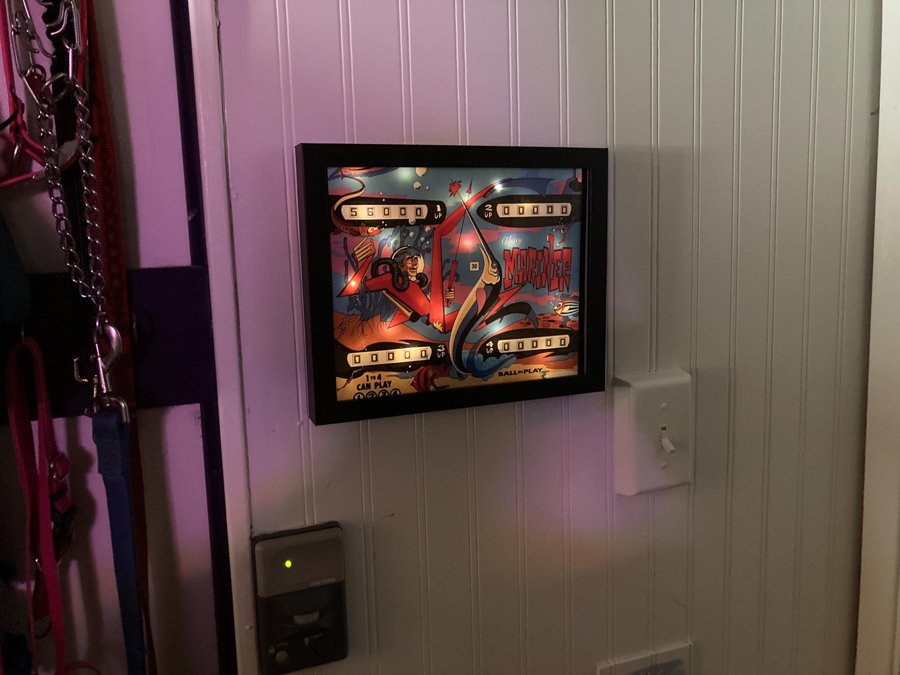 Retro Glow Pinball Art | 8"x 10" Illuminated Framed Print - "mariner ...