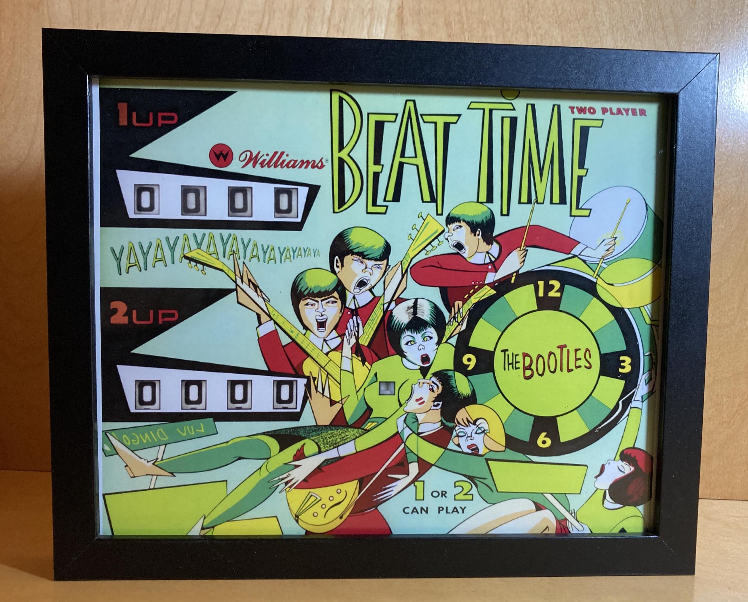 Retro Glow Pinball Art | 8"x 10" Illuminated Framed Print - "beat Time ...