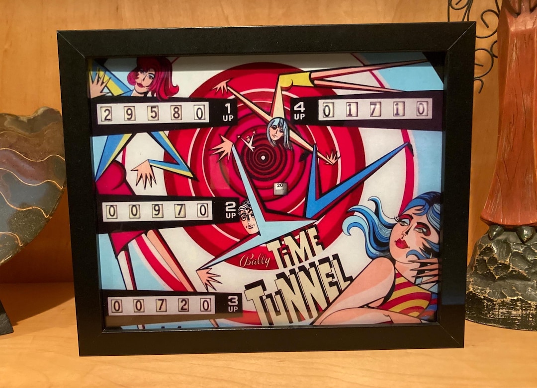 Retro Glow Pinball Art | 8"x 10" Illuminated Framed Print - "time ...