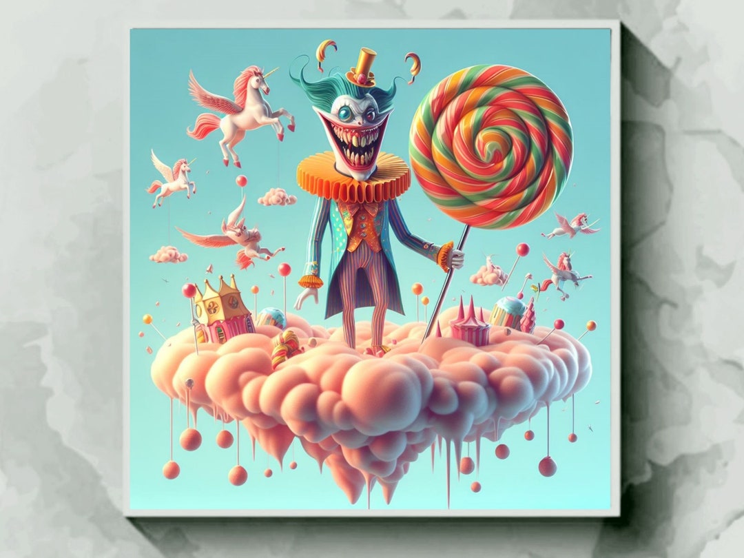 Enchanted Circus: Fantastical Clown and Unicorn Fantasy Art Print ...