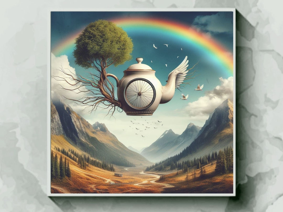 Surreal Tea Time: Captivating Digital Artwork for Home Decor Digital ...