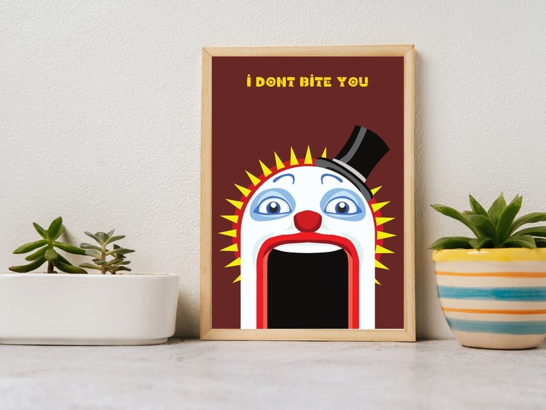 Quirky Clown Art Print Funny Wall Decor Funny Clown Home Decor Clown ...